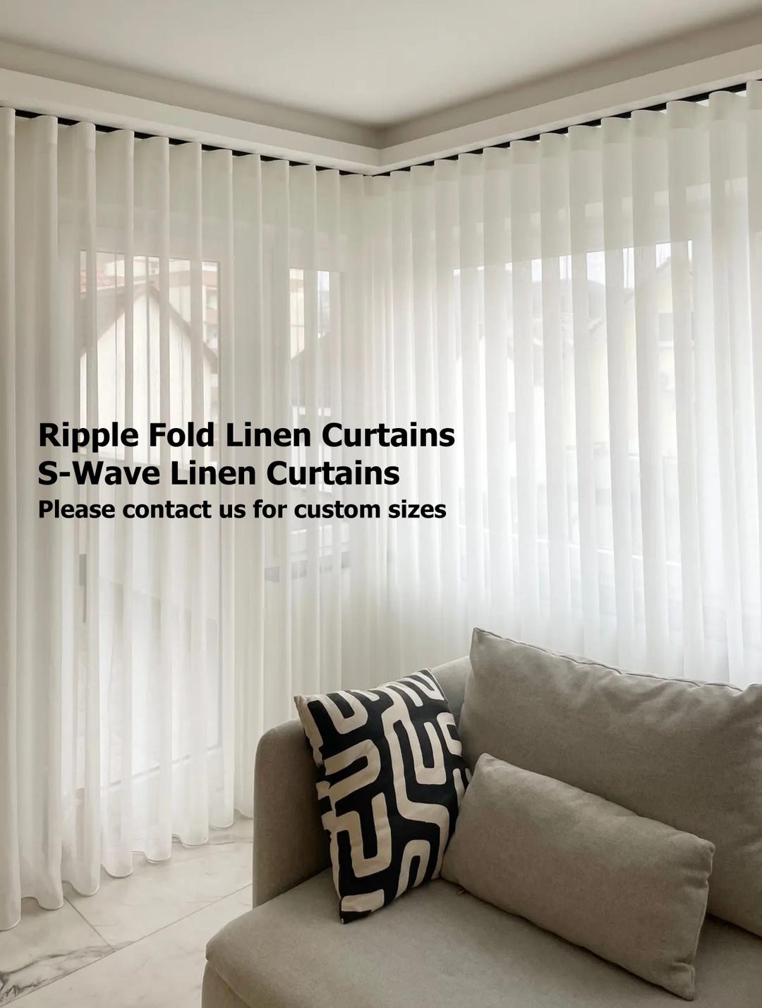 Ripple Fold Sheer Linen Curtains: S-wave Style - Etsy