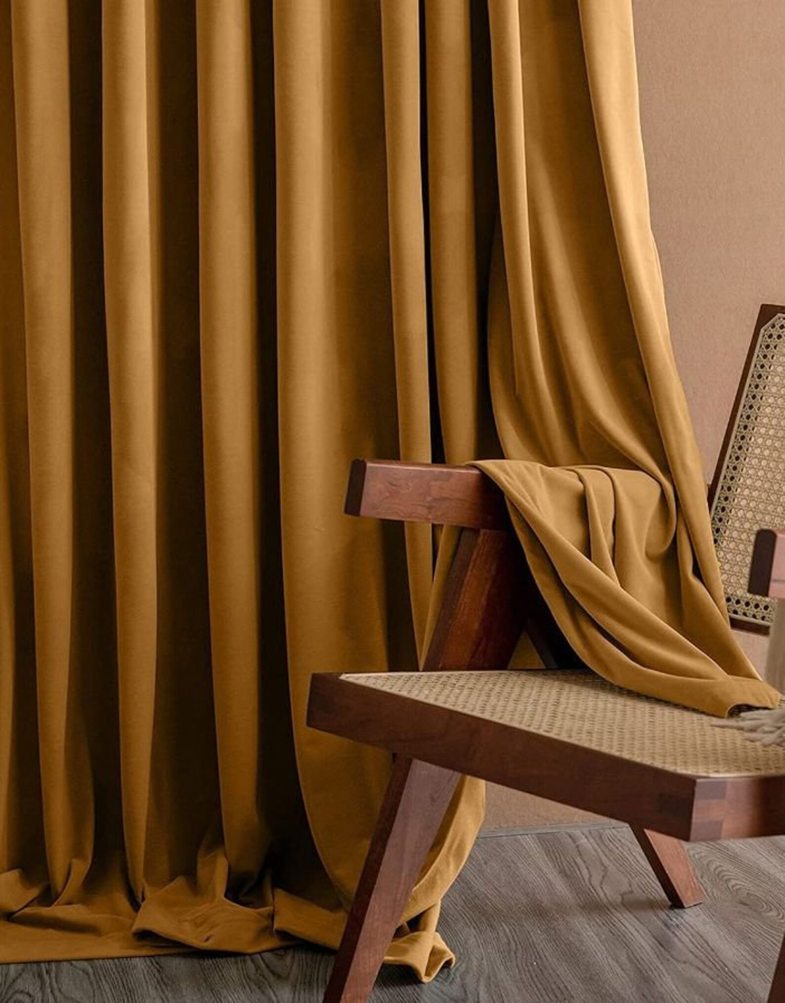 Gold Velvet Custom Curtain for Living Roomback Tab Velvet - Etsy
