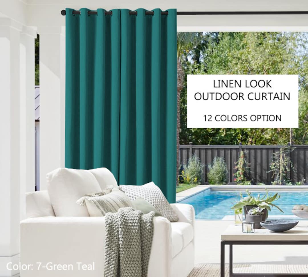 Linen Look Outdoor Curtain: Sunproof Water Repellent Patio Decor - Etsy