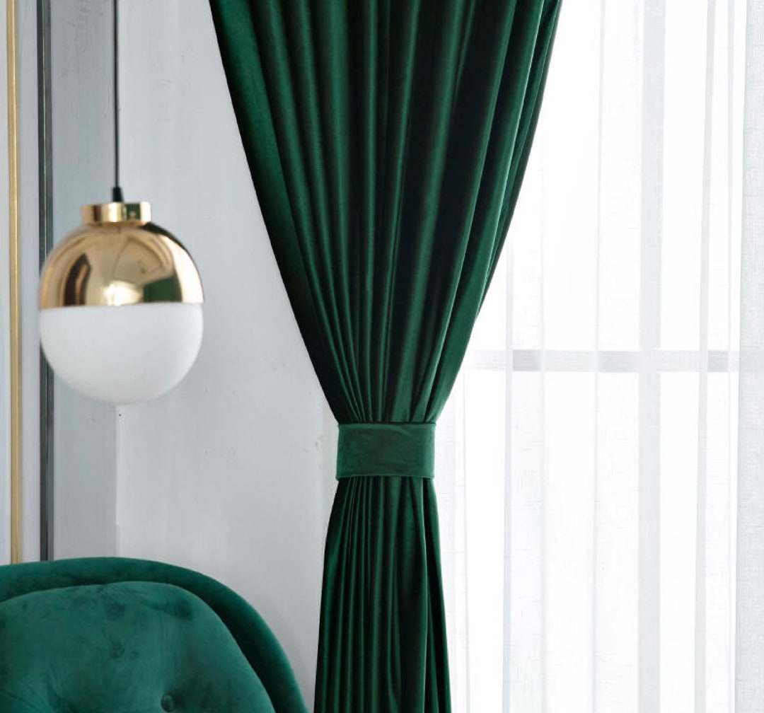 Custom Curtains Emerald Green Velvet Curtain Green Curtain - Etsy