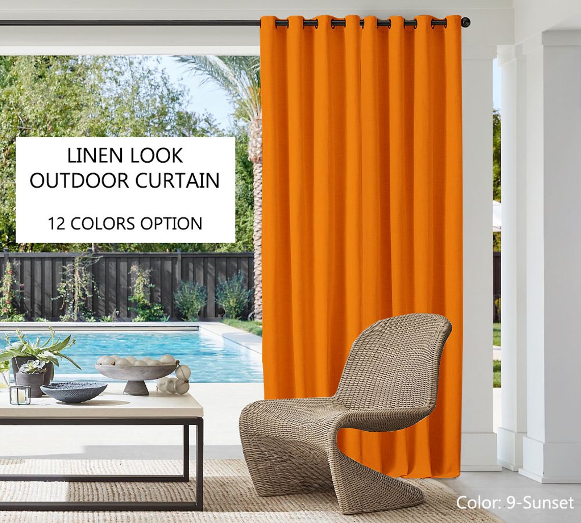 Linen Look Outdoor Curtain: Sunproof Water Repellent Patio Decor - Etsy