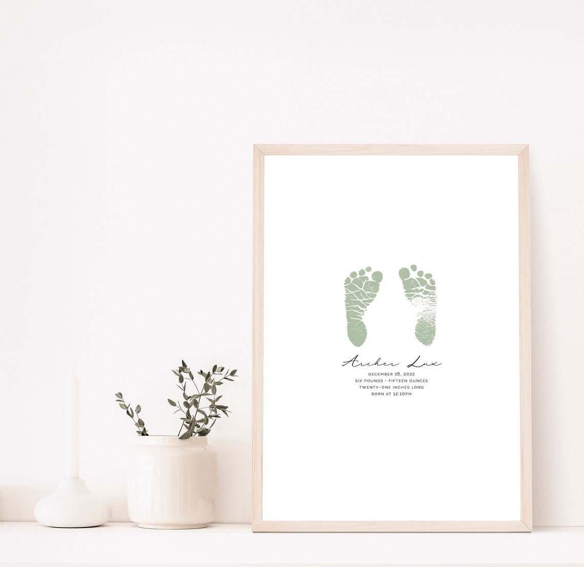 Baby Footprint Keepsake, Personalized Footprint Art, Newborn Gift ...