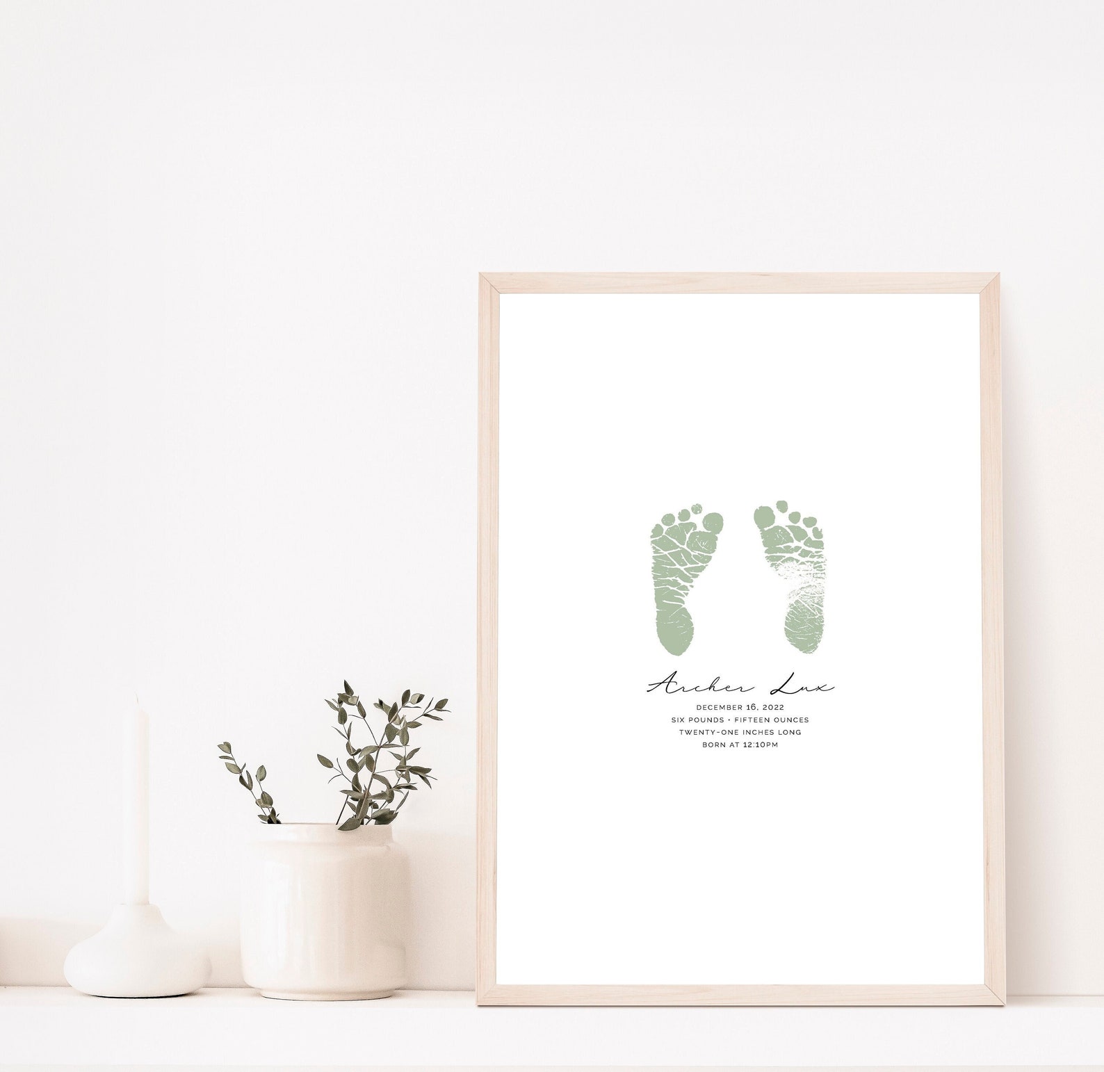 Baby Footprint Keepsake, Personalized Footprint Art, Newborn Gift ...