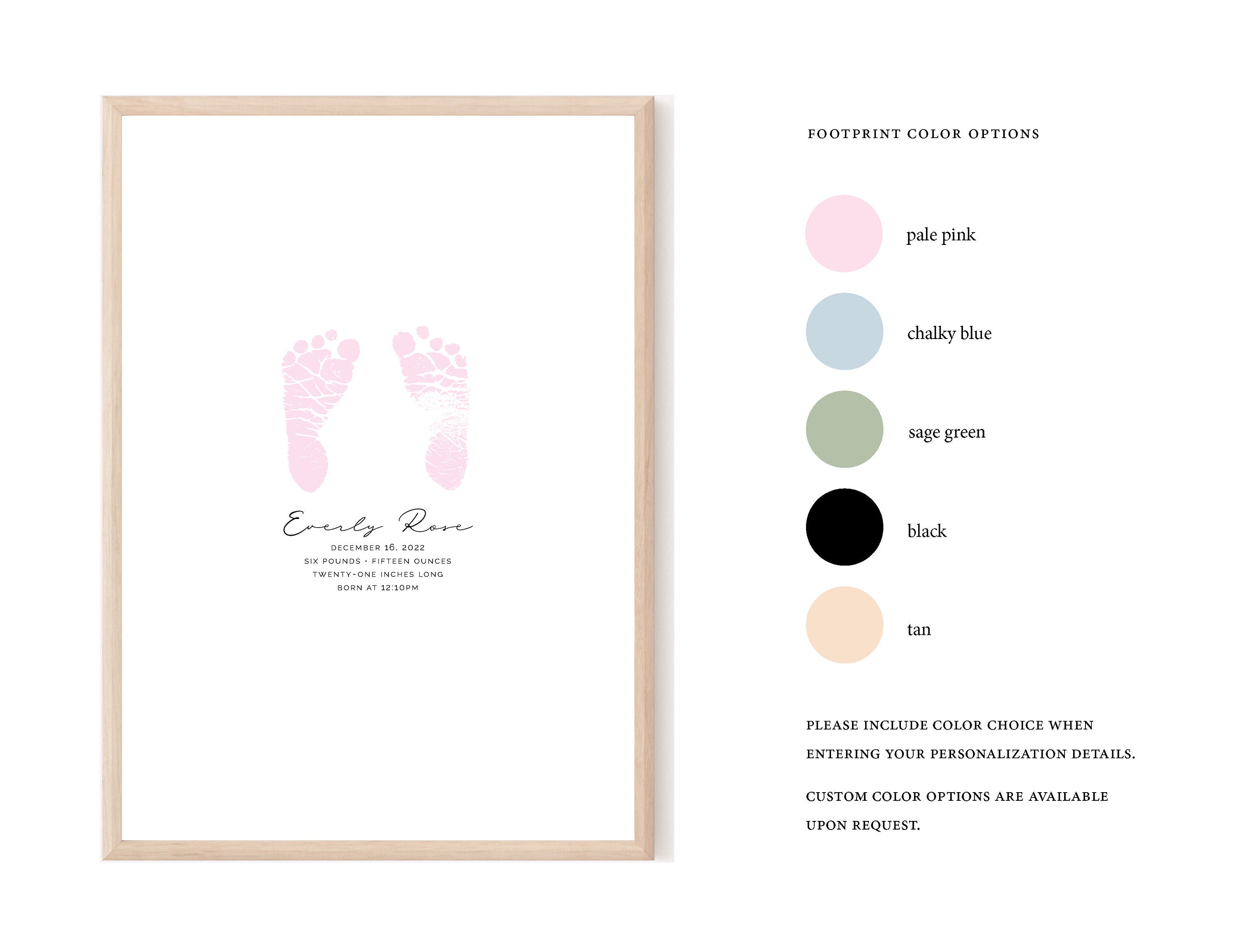 Baby Footprint Keepsake, Personalized Footprint Art, Newborn Gift ...