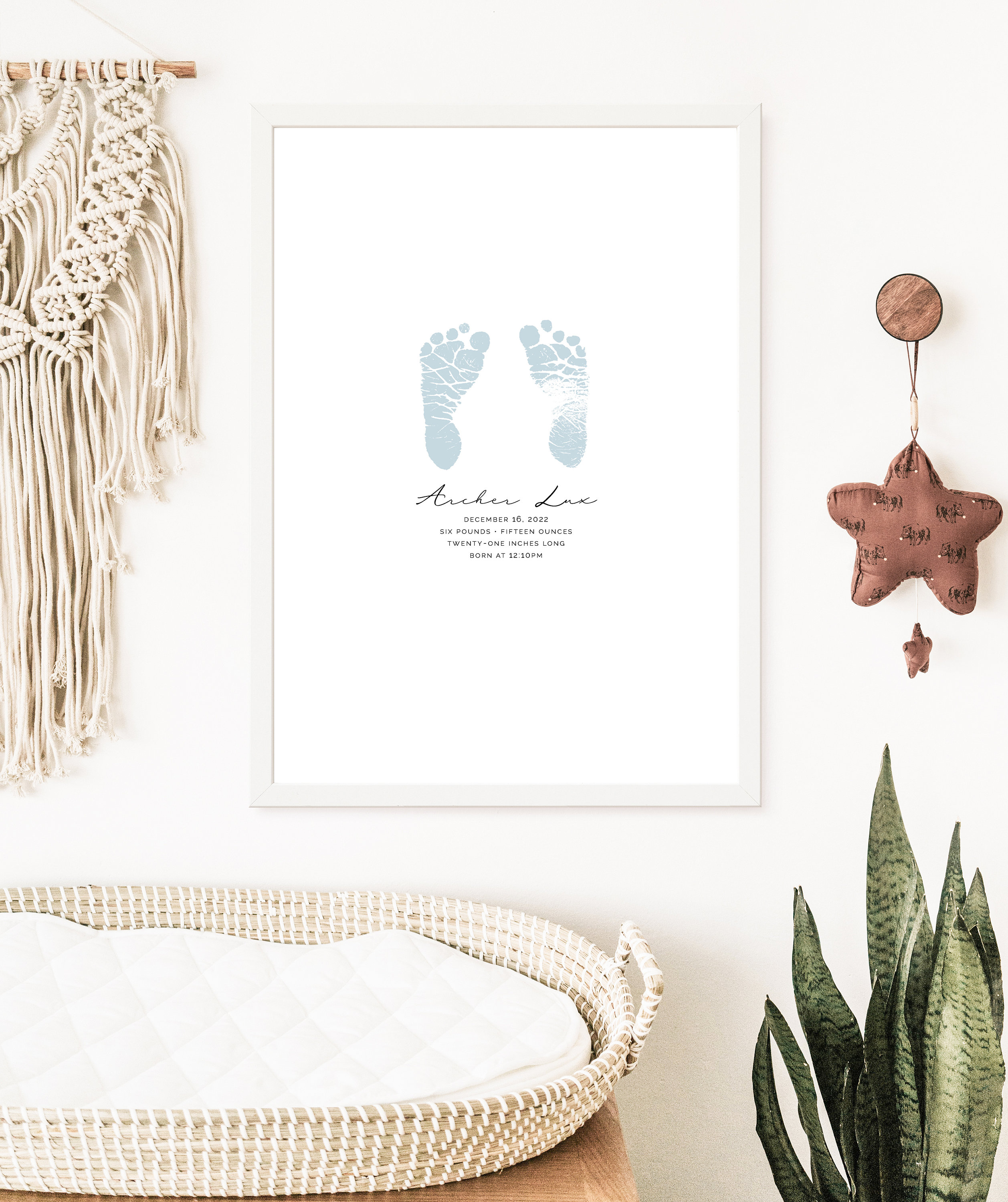 Baby Footprint Keepsake, Personalized Footprint Art, Newborn Gift, Nursery Art, Custom Footprint ...