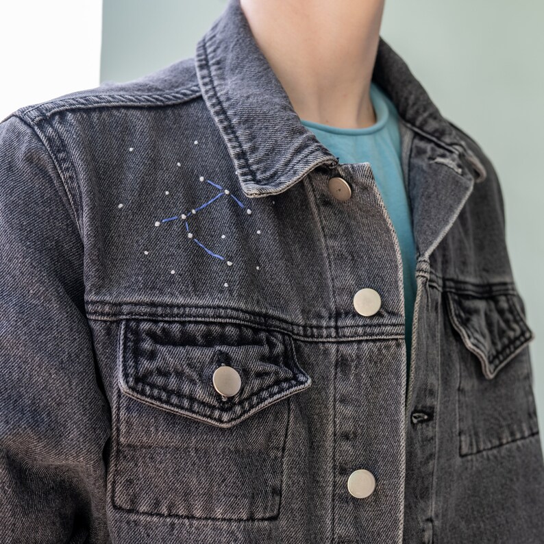 Mountain Landscape Denim Jacket. Black Jean Jacket. Black Denim Coat ...