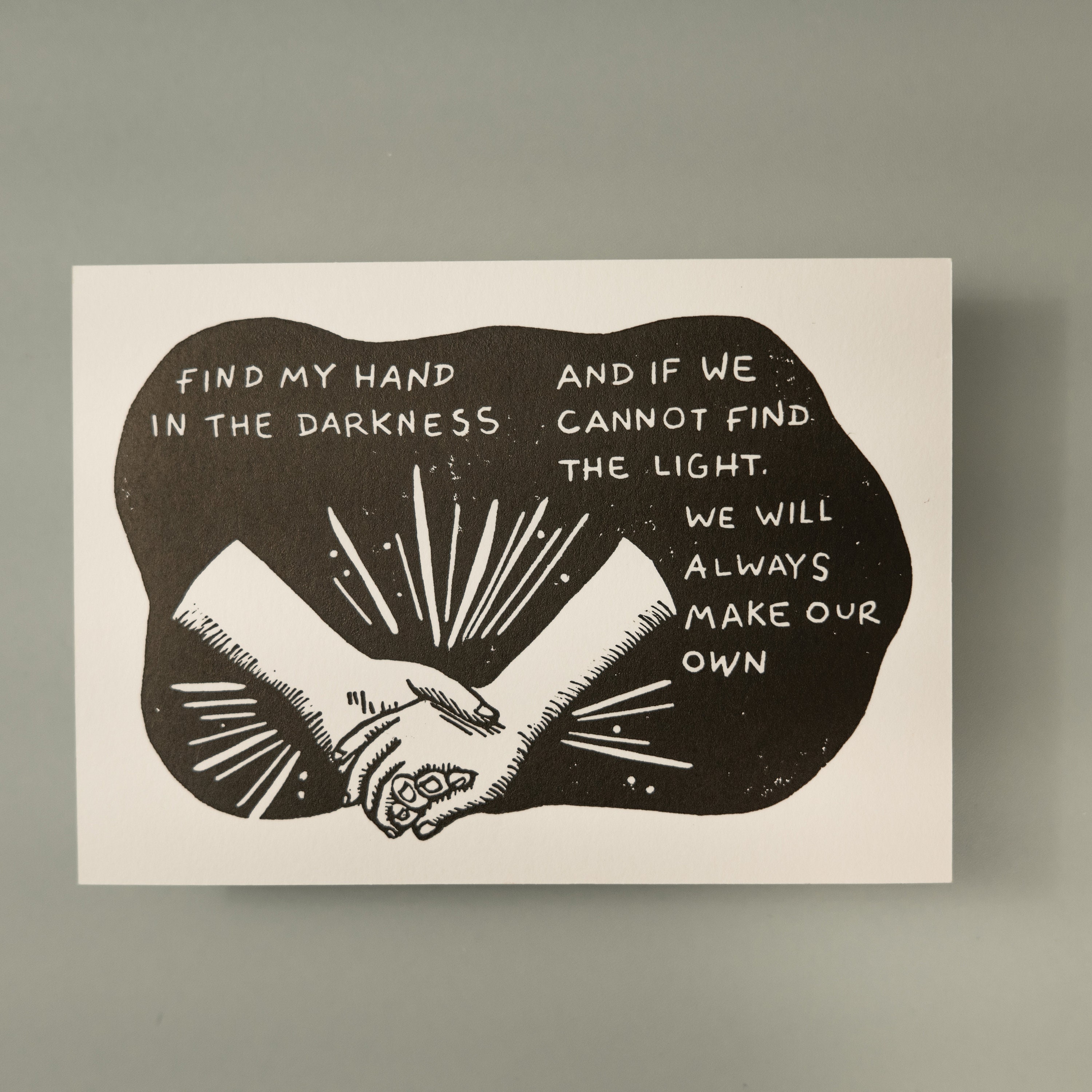Original Linocut Print -- Poetry Folk Art Holding Hands (5x7") - Etsy