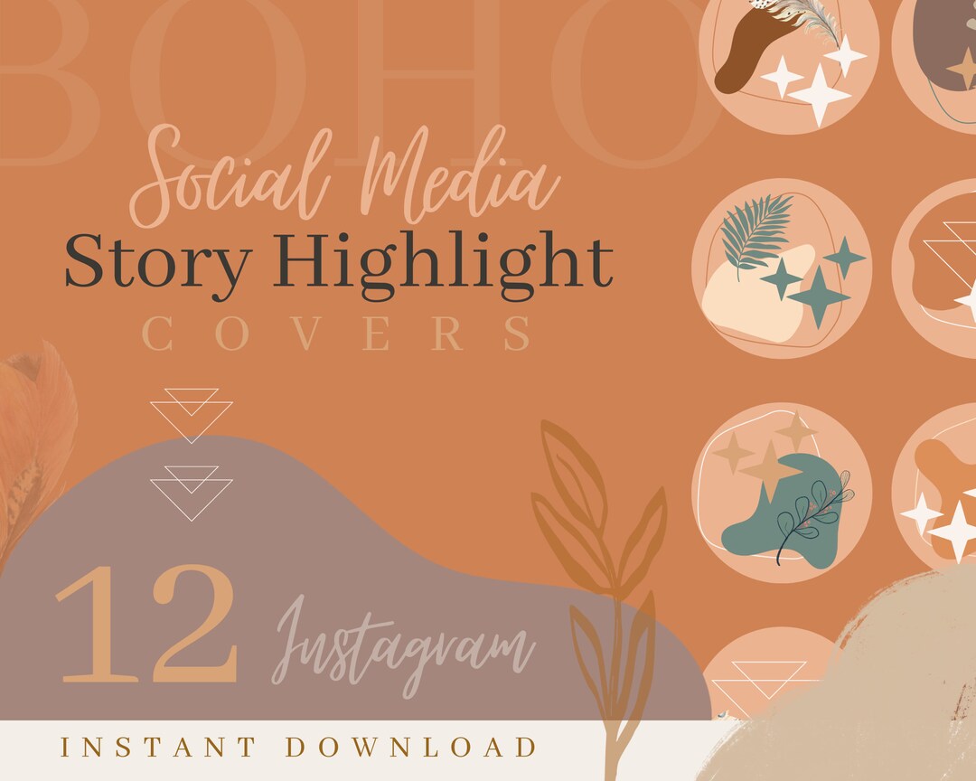 12 Boho Instagram Story Highlight Covers Boho Designs for Social Media ...