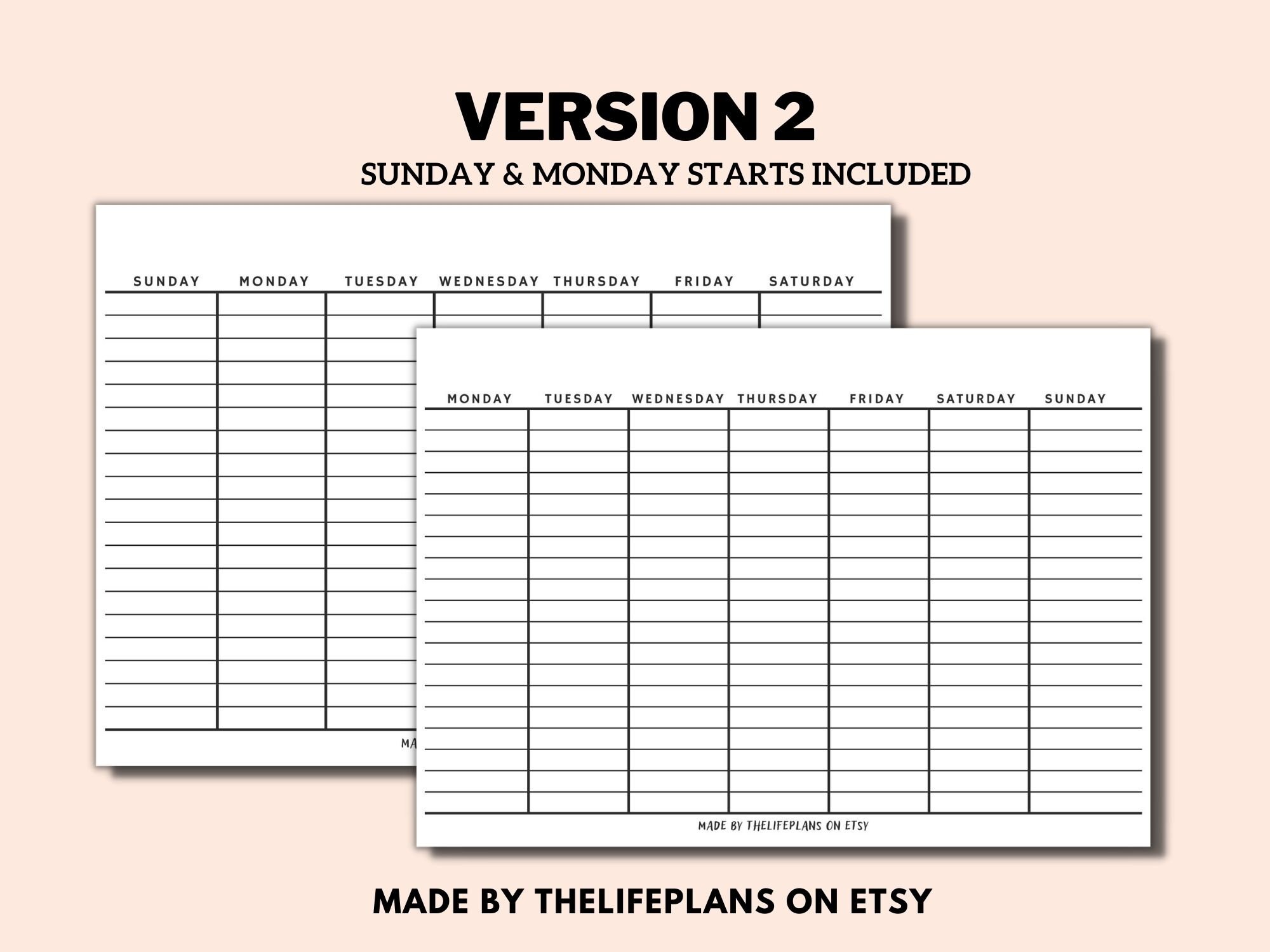 Blank Monthly Calendar Printable Landscape, Minimalist Calendar ...
