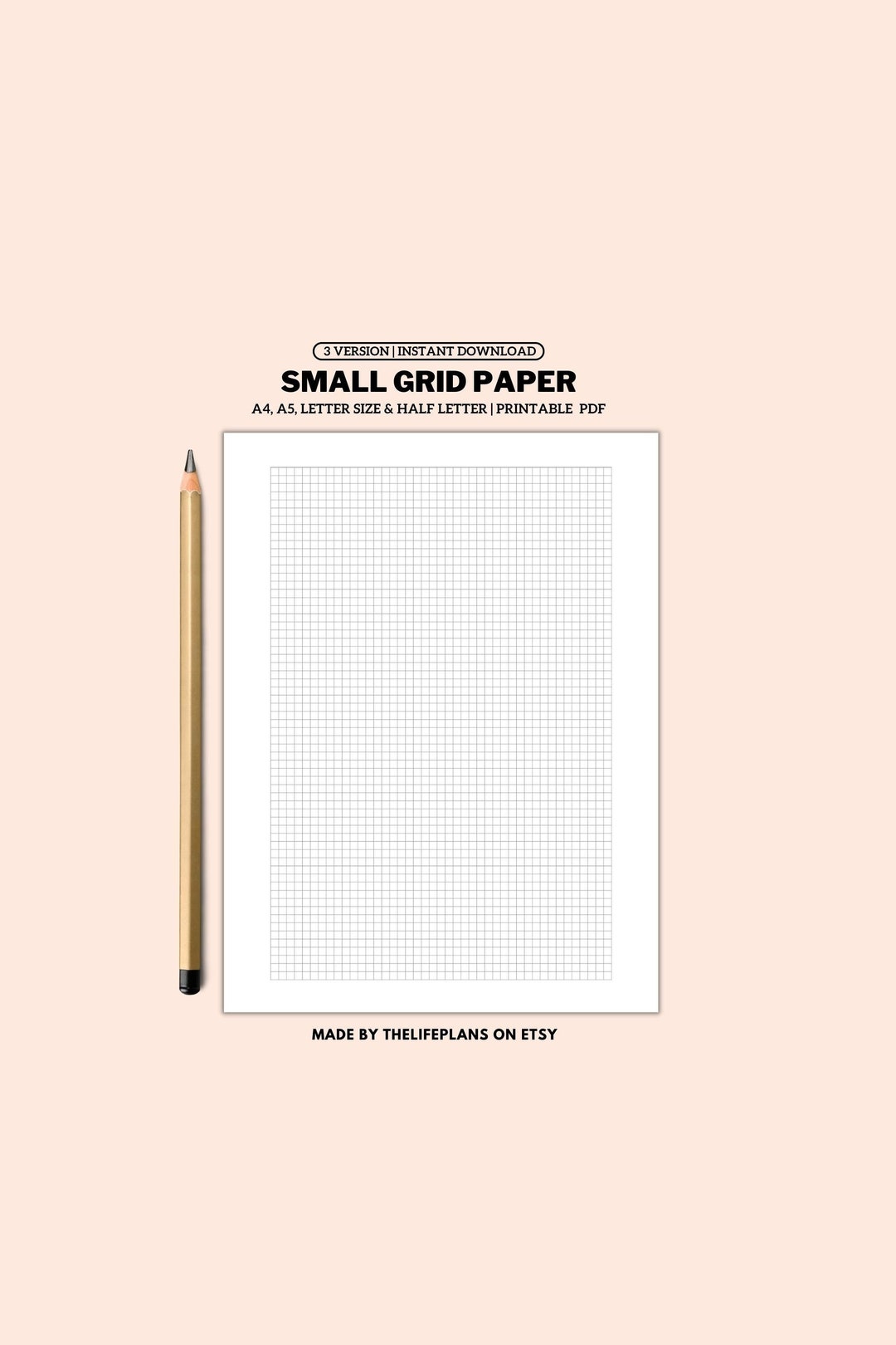 Small Grid Paper Printable, Squared Paper, Planner Inserts, A4/a5 ...
