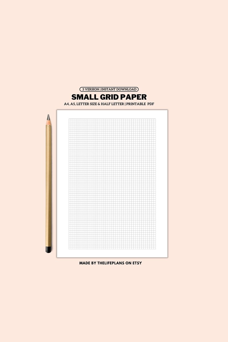 Small Grid Paper Printable, Squared Paper, Planner Inserts, A4/a5 ...