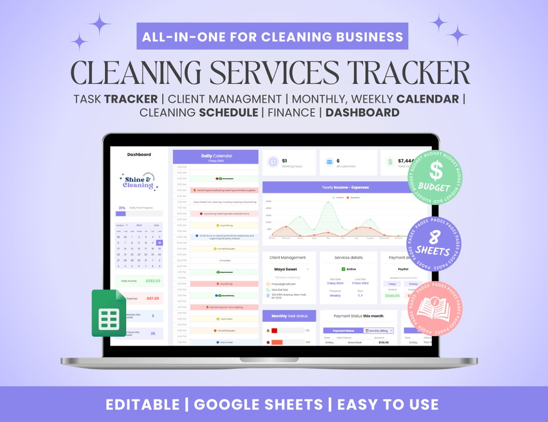 Cleaning Business CRM | Client Tracker | Task Tracker Google Sheets ...
