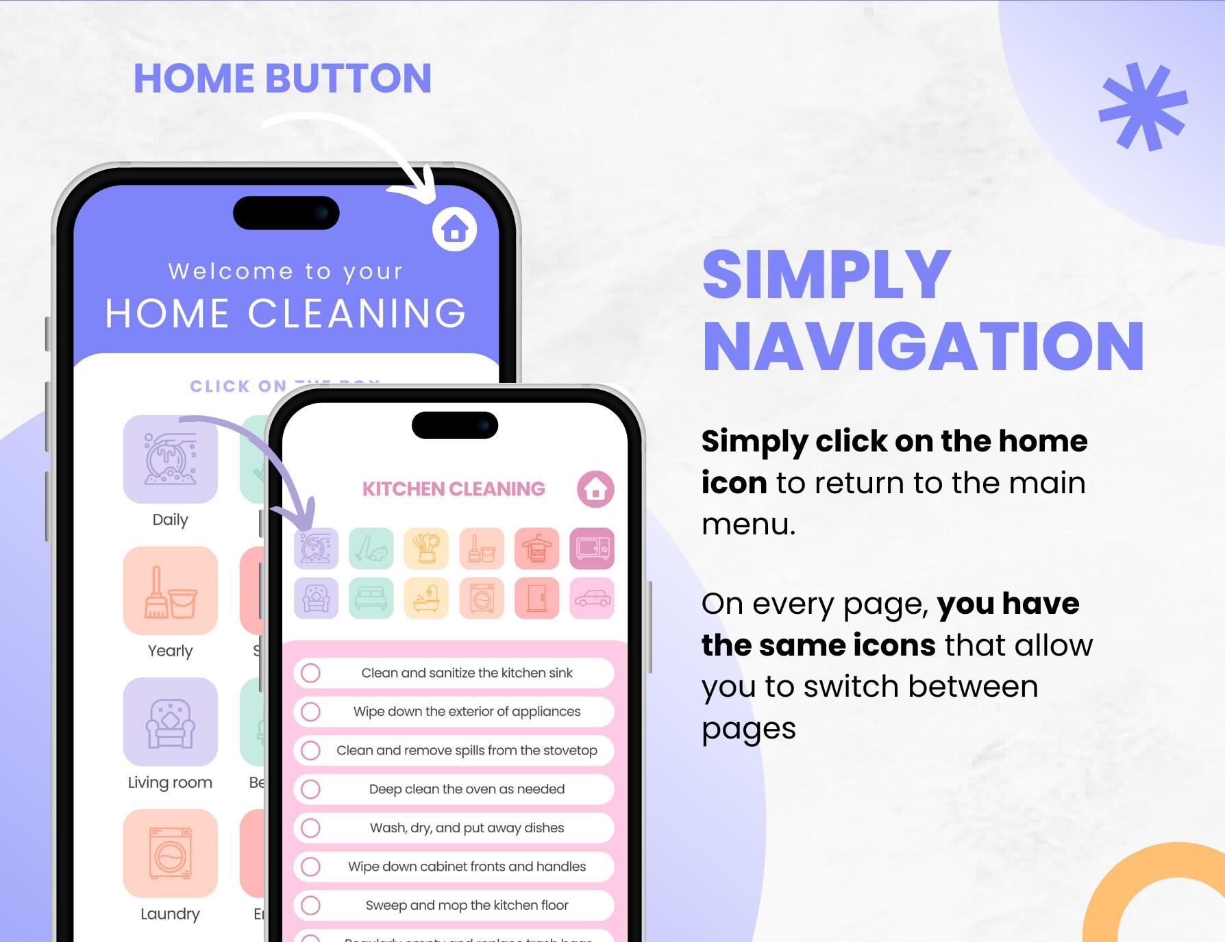 Digital Cleaning Schedule, Interactive Cleaning Checklist, Household Planner, Weekly, Monthly ...