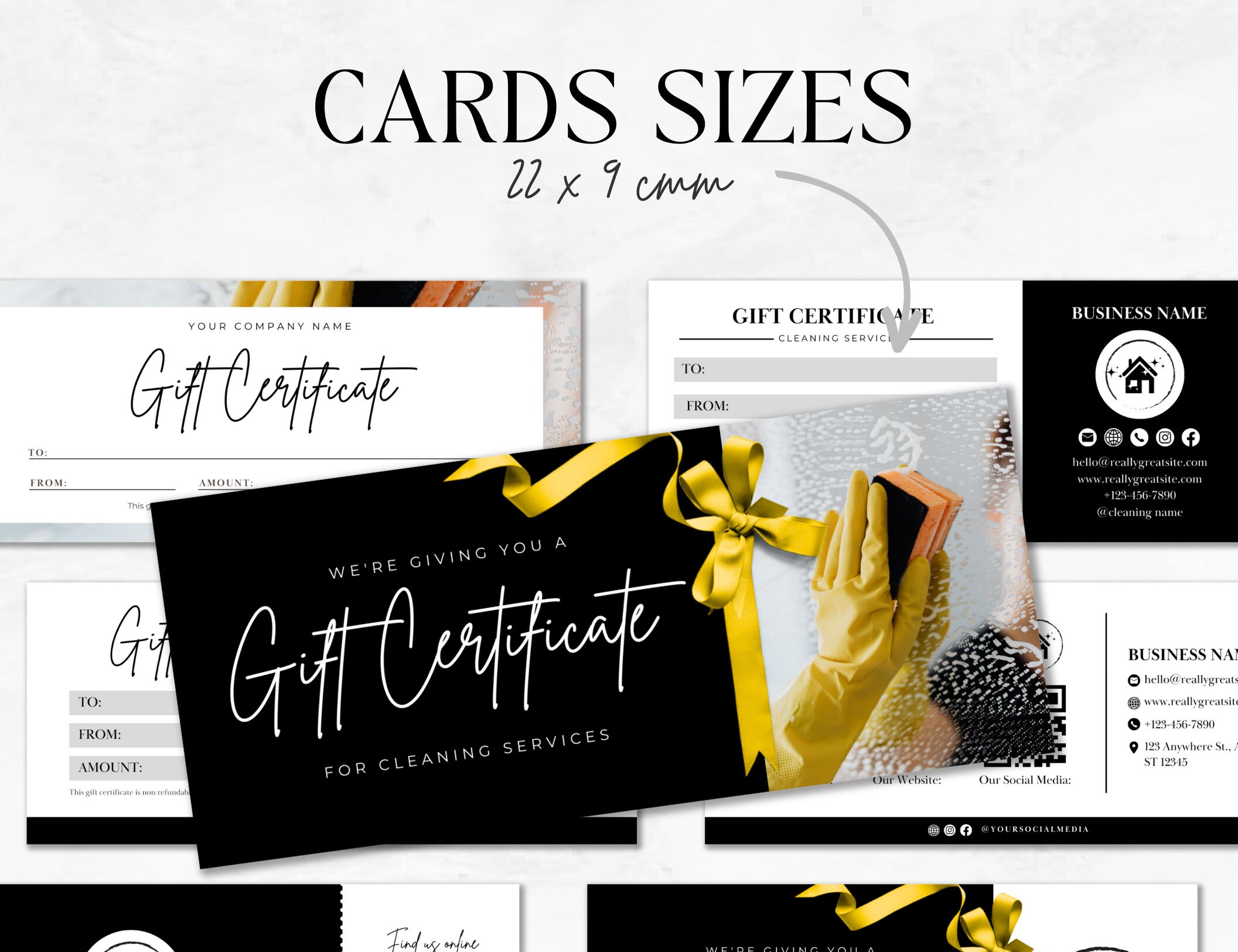 Cleaning Gift Certificate Bundle, Cleaning Business, Editable QR Code Sign, Commercial Cleaning ...