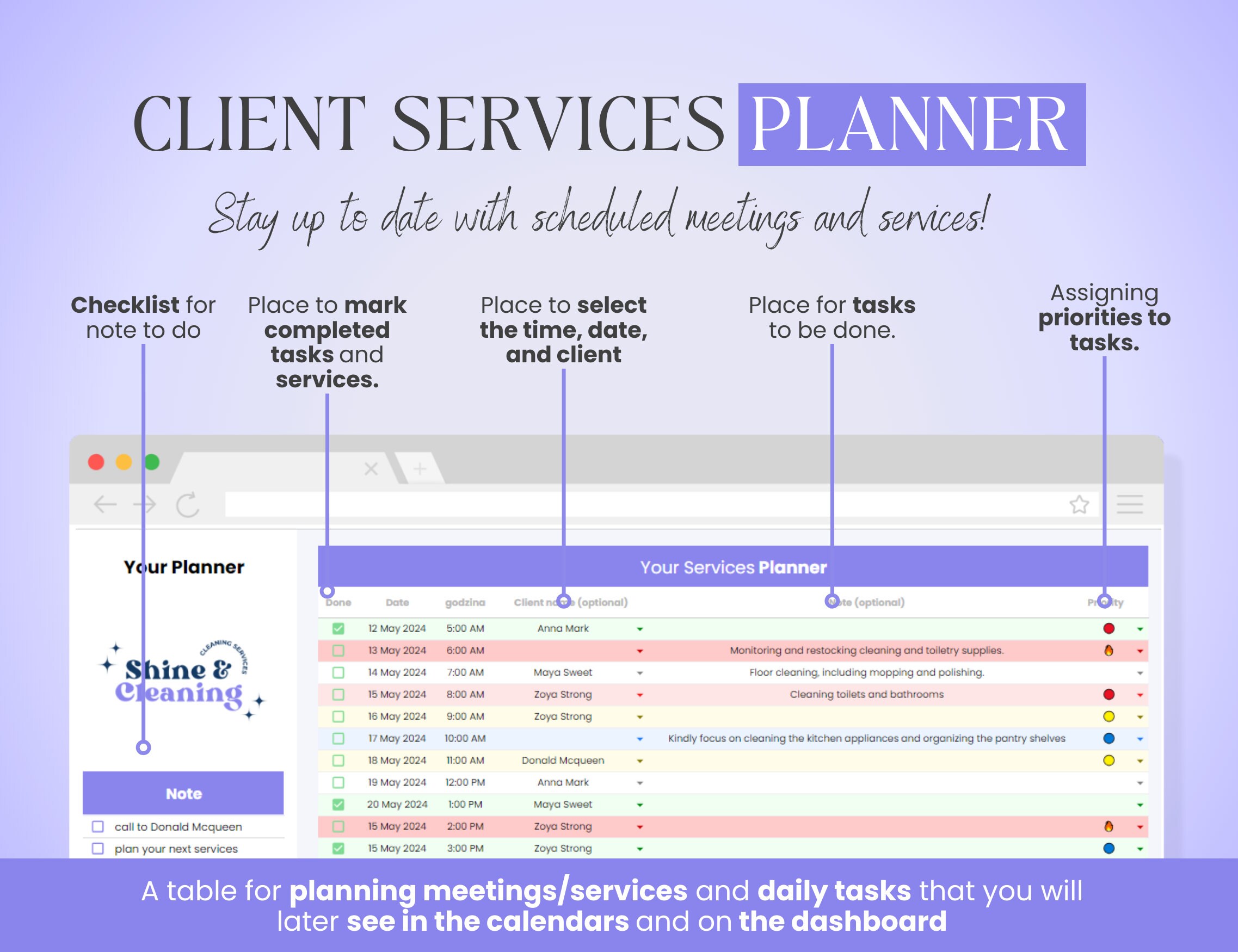 Cleaning Business CRM Client Tracker Task Tracker Google Sheets ...