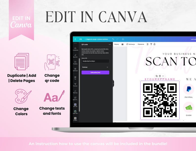 QR Code Small Business Sign Template: Social Media, Payment (canva ...