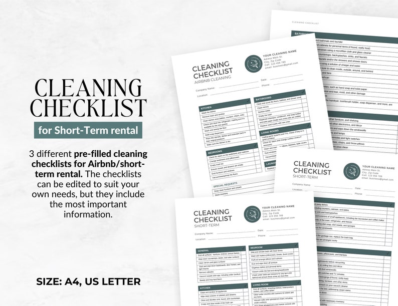 Airbnb Cleaning Business Template: Checklist, Contract, Forms (canva ...