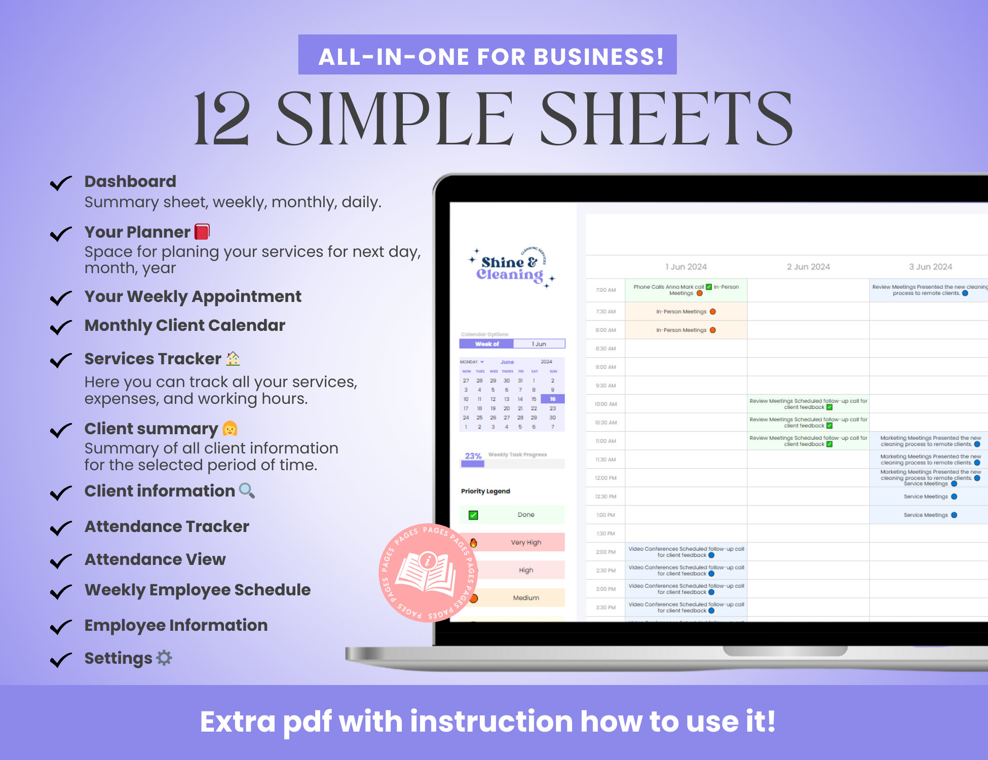 Small Business Spreadsheet Template, Bookkeeping, Client Tracker ...