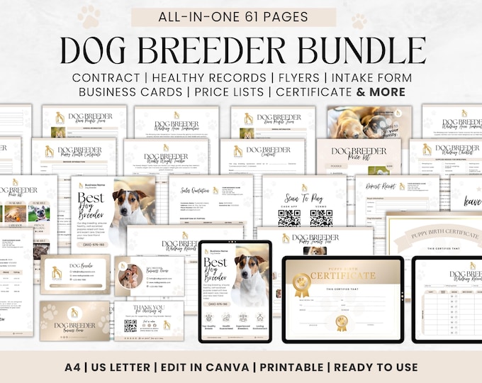 Puppy Invoice and Receipt, Fillable Dog Breeder Forms, Puppy Bill ...