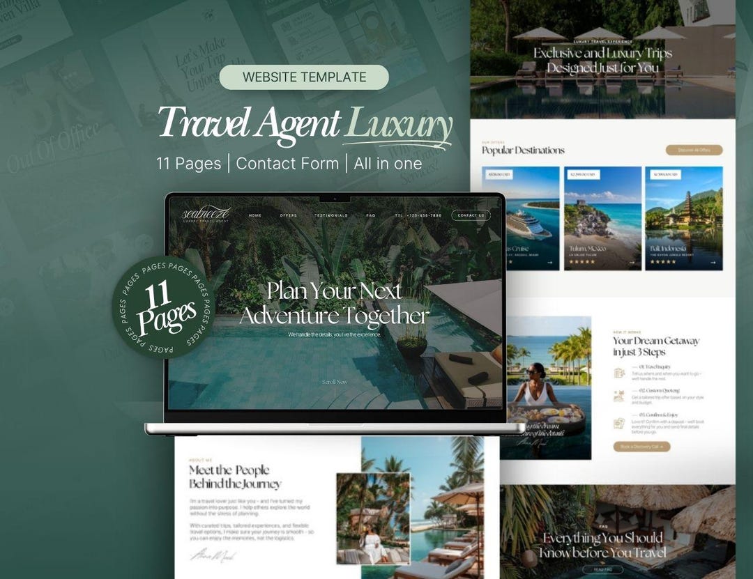 Luxury Travel Agent Website Template, Canva Landing Page Template ...