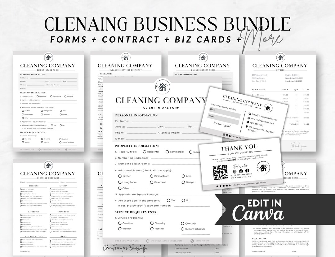 Cleaning Business Bundle, Editable Cleaning Contract Template ...