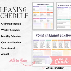 ADHD Cleaning Checklist Bundle, Weekly Monthly Cleaning Schedule ...