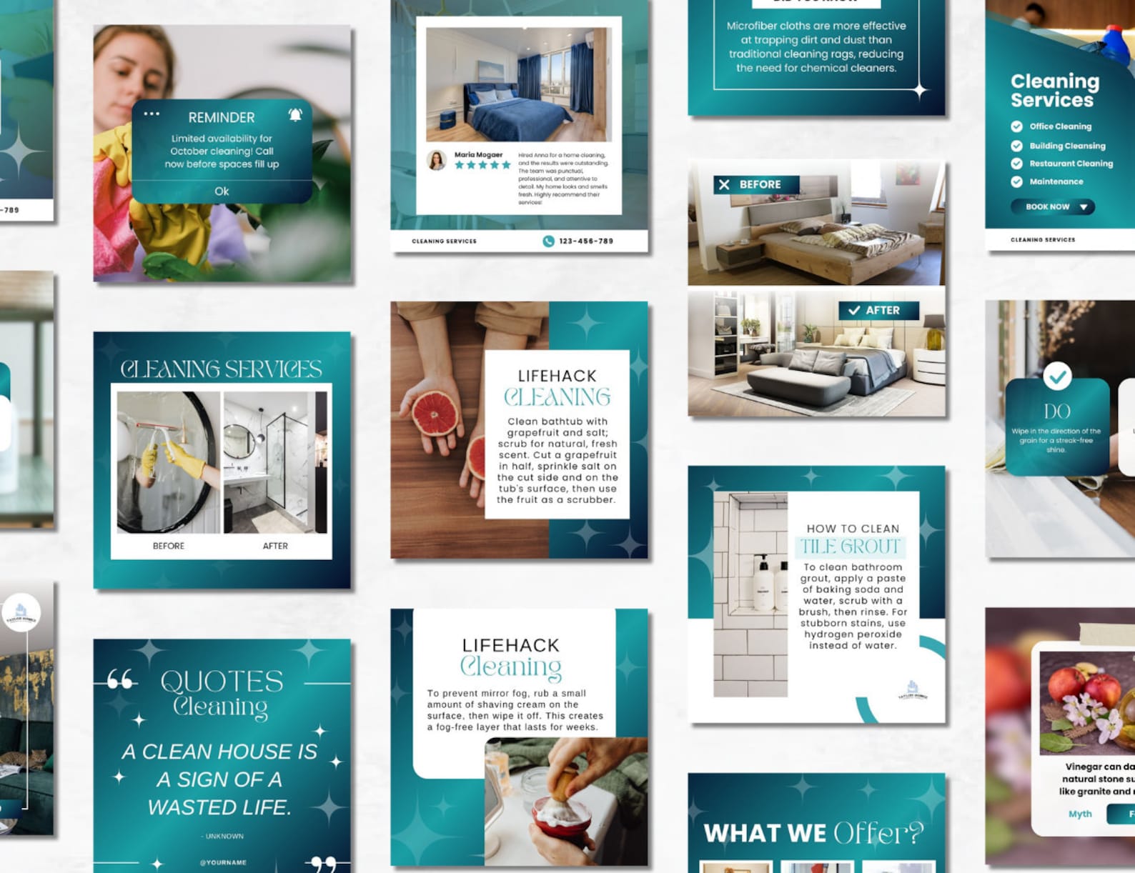 Cleaning Business Instagram Templates: Social Media Posts (160 Pages ...