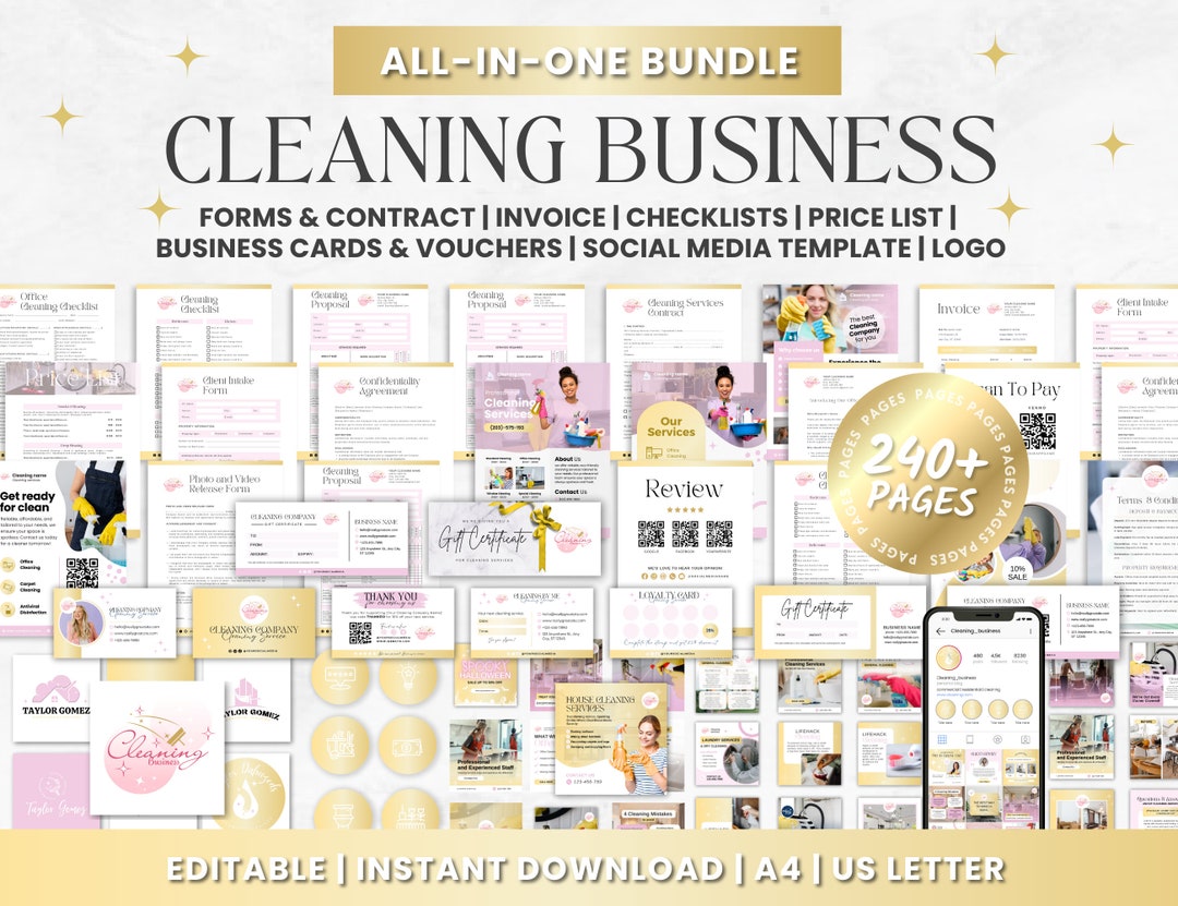 Cleaning Business Bundle, Cleaning Forms, Logo, Service Agreement ...