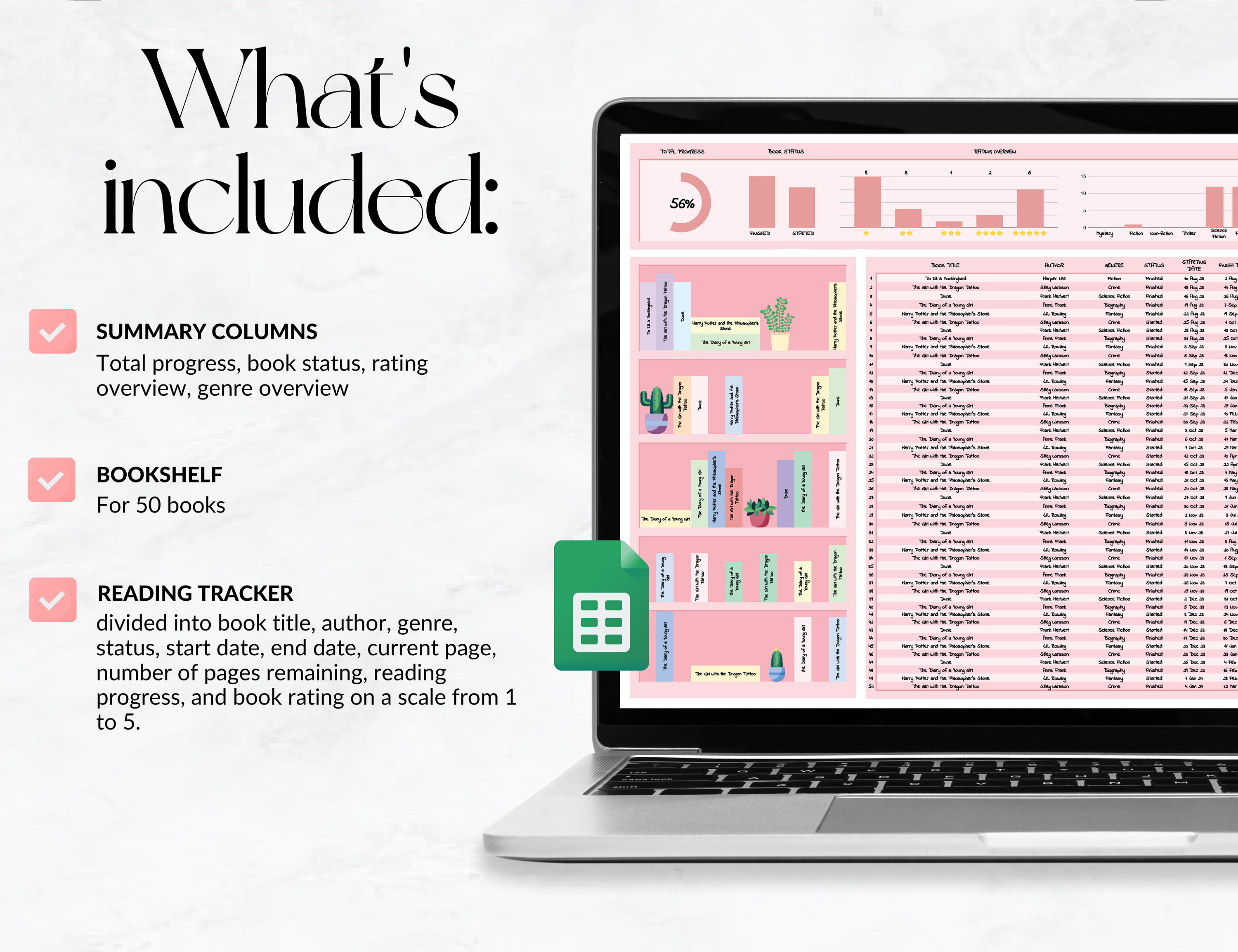 Reading Log: Google Sheets Book Tracker (digital Download) - Etsy