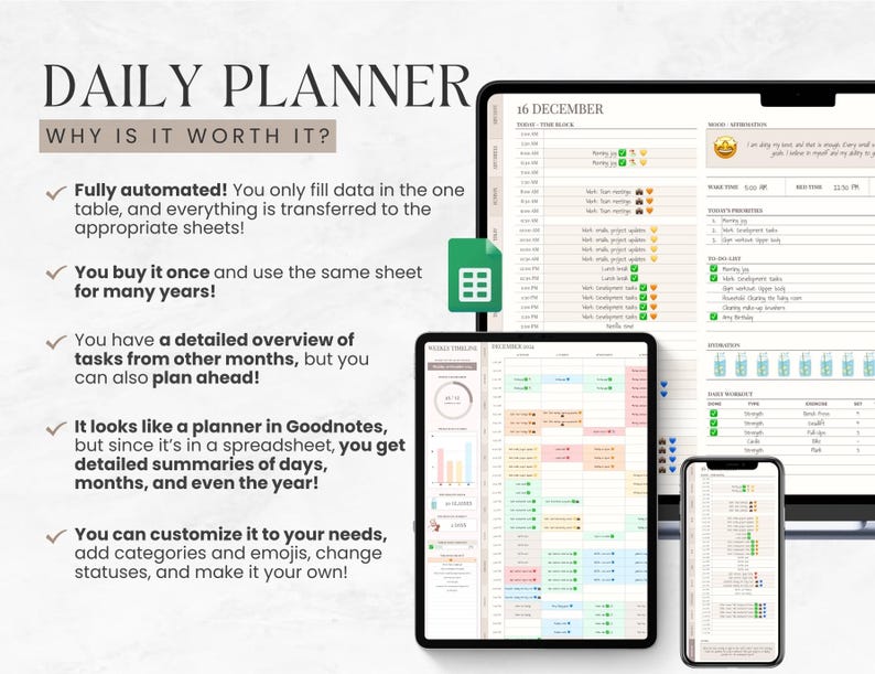 2026 Digital Planner: Google Sheets Weekly Task Tracker - Etsy