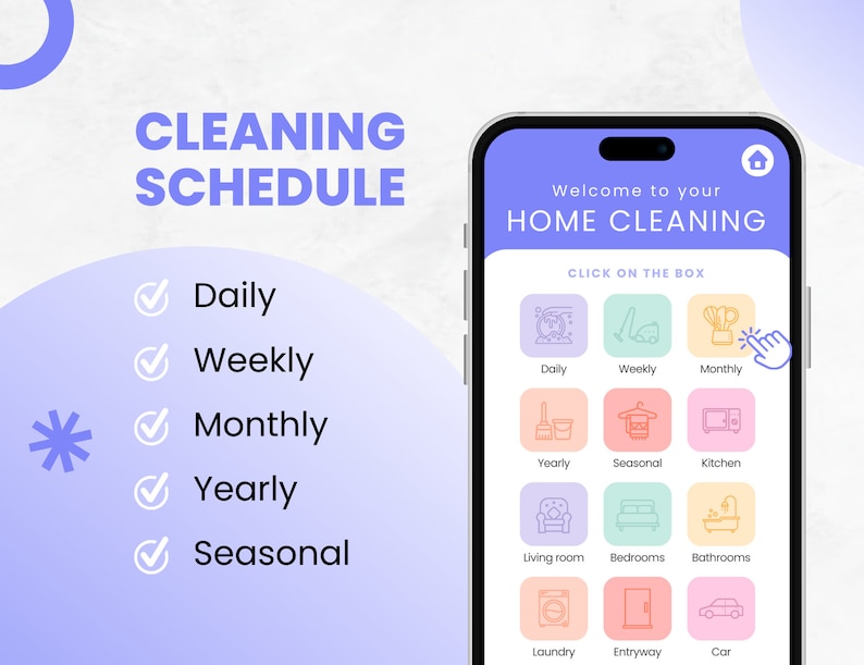 Digital Cleaning Schedule: Interactive Household Planner (canva, PDF) - Etsy