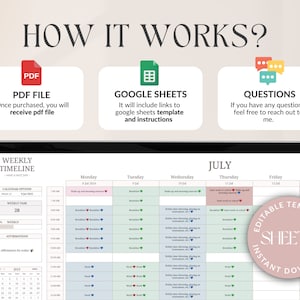 Digital Planner, Daily Spreadsheet Google Sheet, Monthly Calendar ...