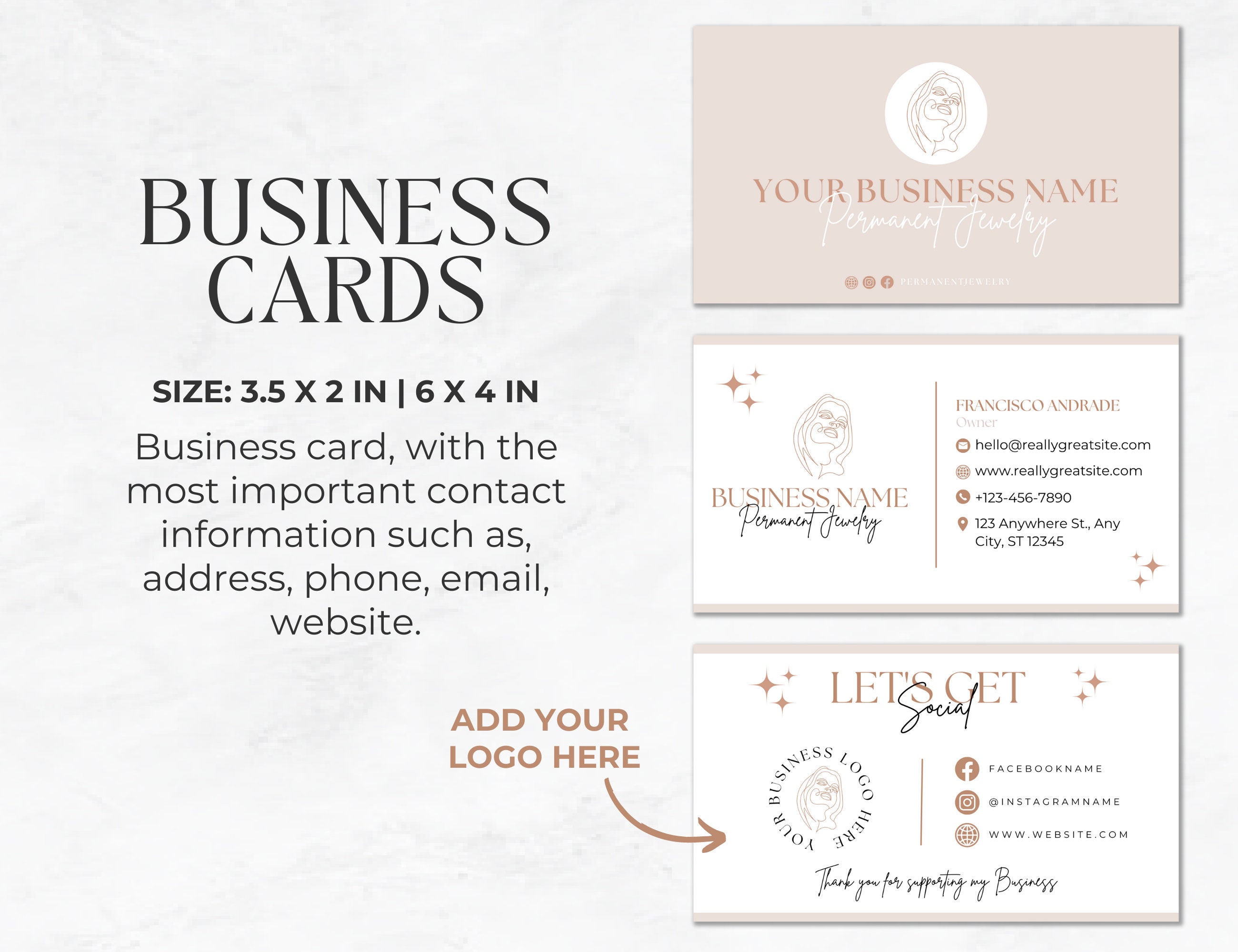 Permanent Jewelry Cards Bundle, Business Starter Kit, Permanent Jewelry ...