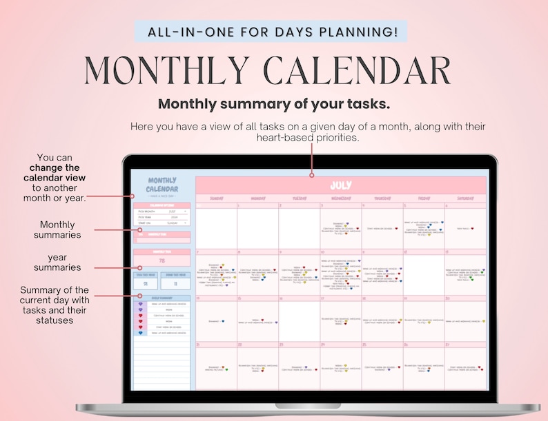ADHD Digital Planner, Daily Spreadsheet Google Sheet, Monthly Calendar ...