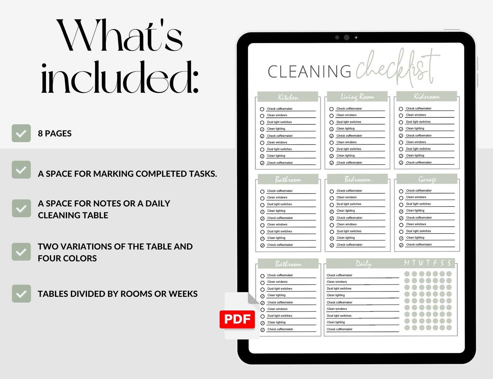 Editable Cleaning Schedule Rooom by Room Cleaning Checklist Print or ...
