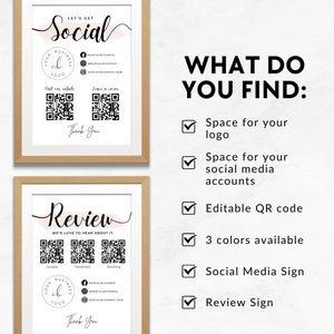Social Media Sign | Editable QR Code Sign | Facebook Instagram Sign ...