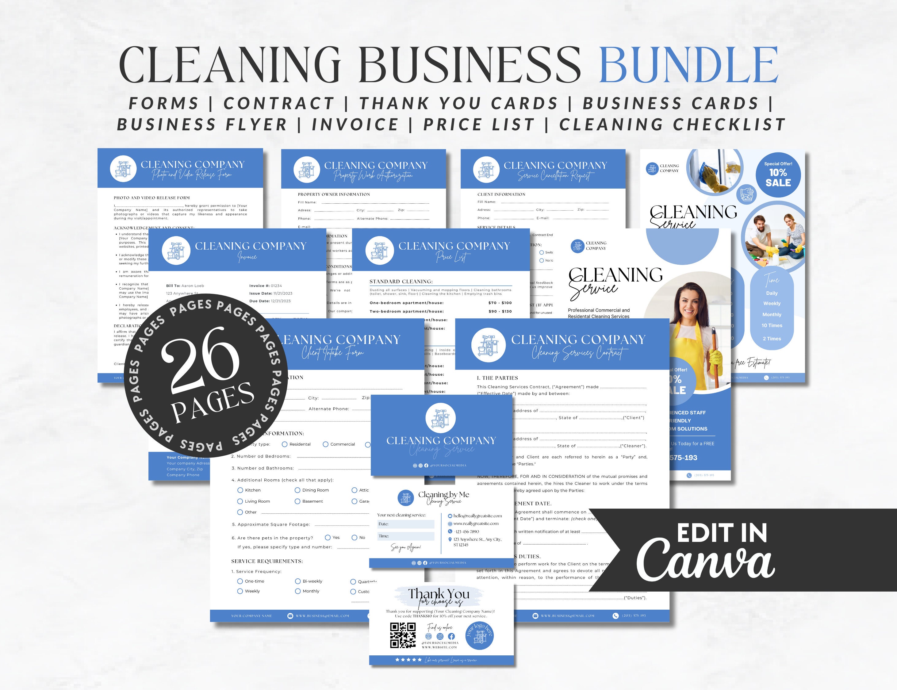 Cleaning Service Forms Bundle Cleaning Intake Form Cleaning Company ...