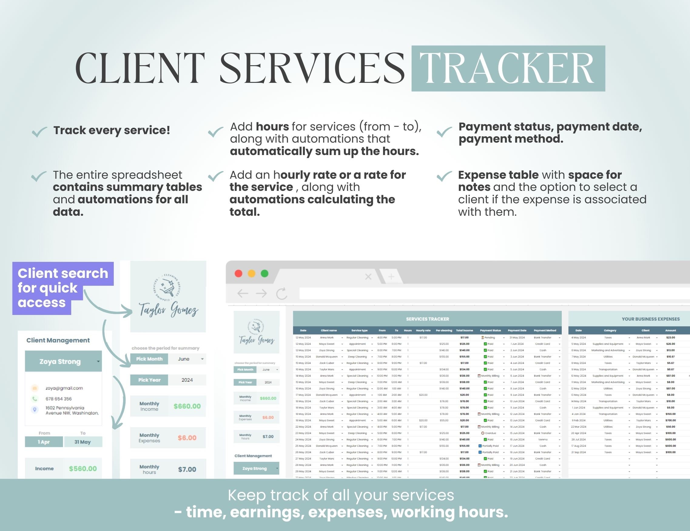Cleaning Business CRM: Client & Task Tracker Google Sheets Template - Etsy