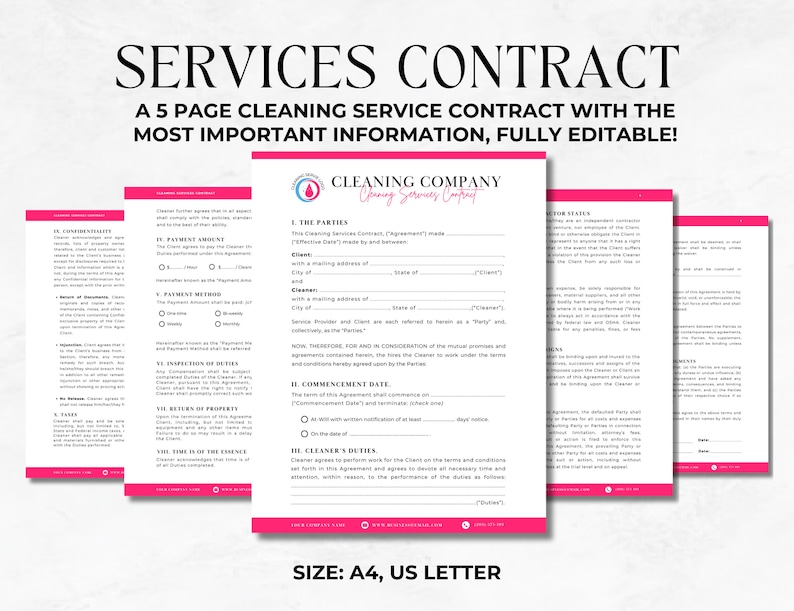 Cleaning Business Forms Bundle: Editable Contract, Checklist (canva ...