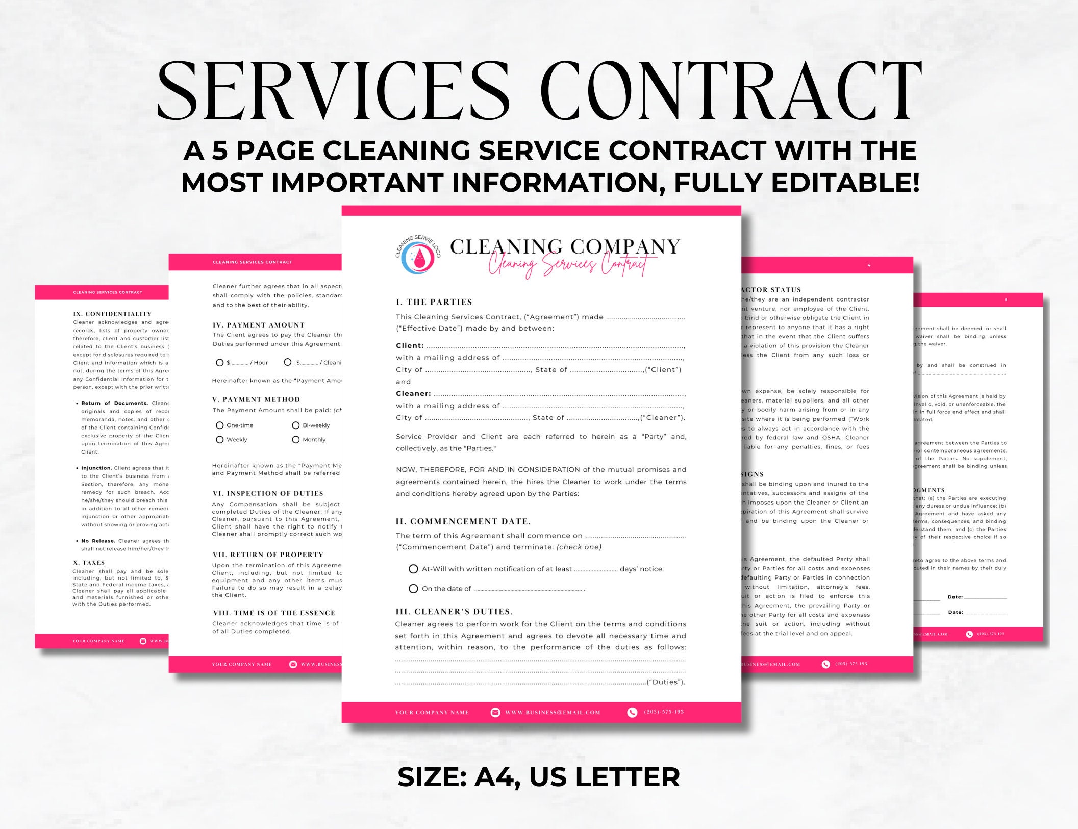 Cleaning Business Forms Bundle: Editable Contract, Checklist (canva ...