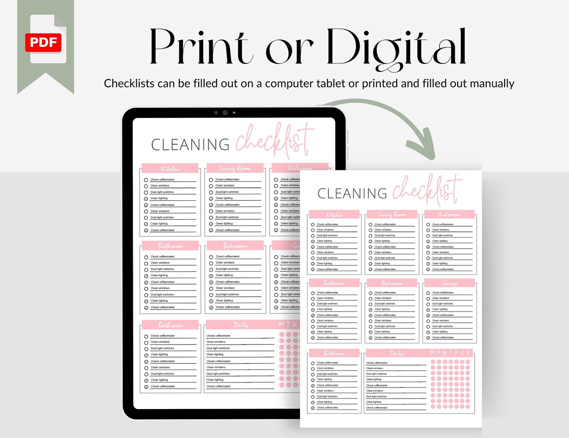 Editable Cleaning Schedule Rooom by Room Cleaning Checklist Print or ...
