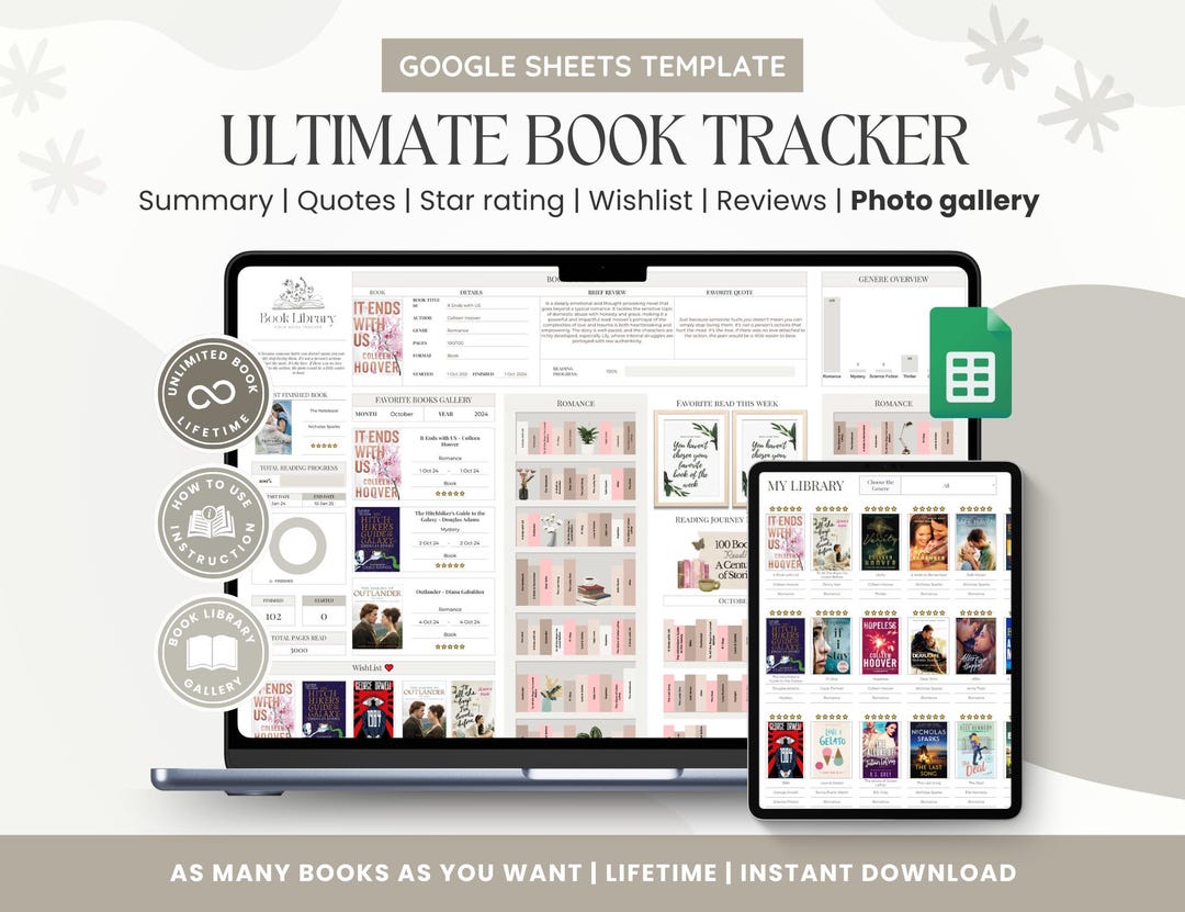 Book Tracker Spreadsheet Template, Ultimate Reading Tracker, Bookshelf ...