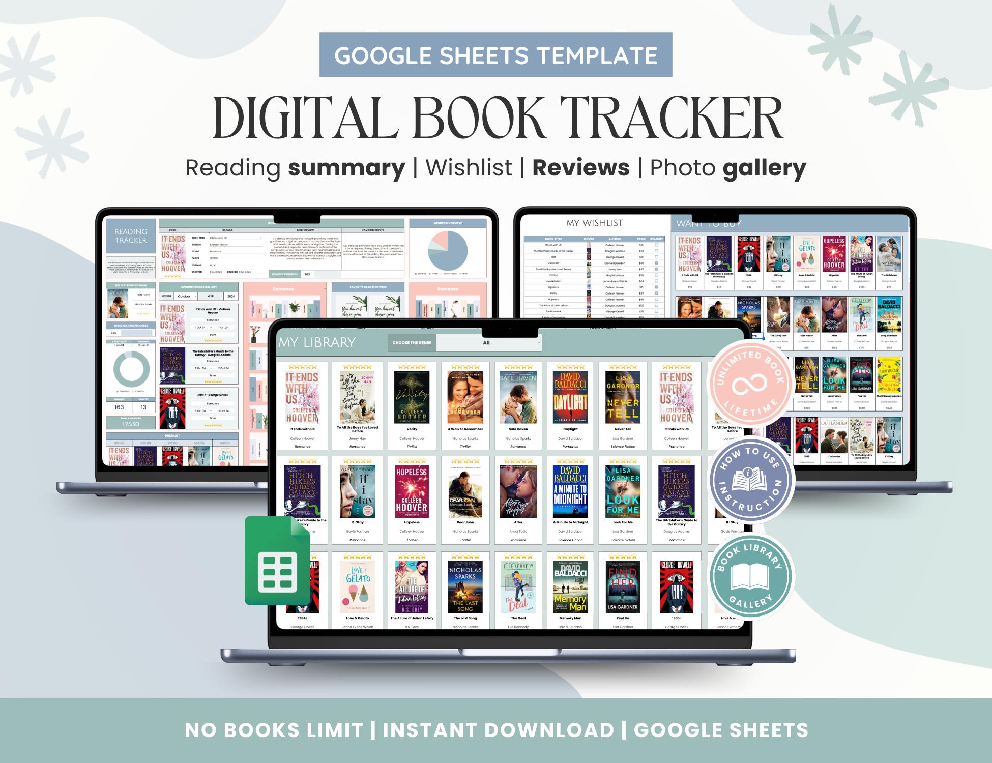 Digital Book Tracker: Reading Journal on Google Sheets (digital ...