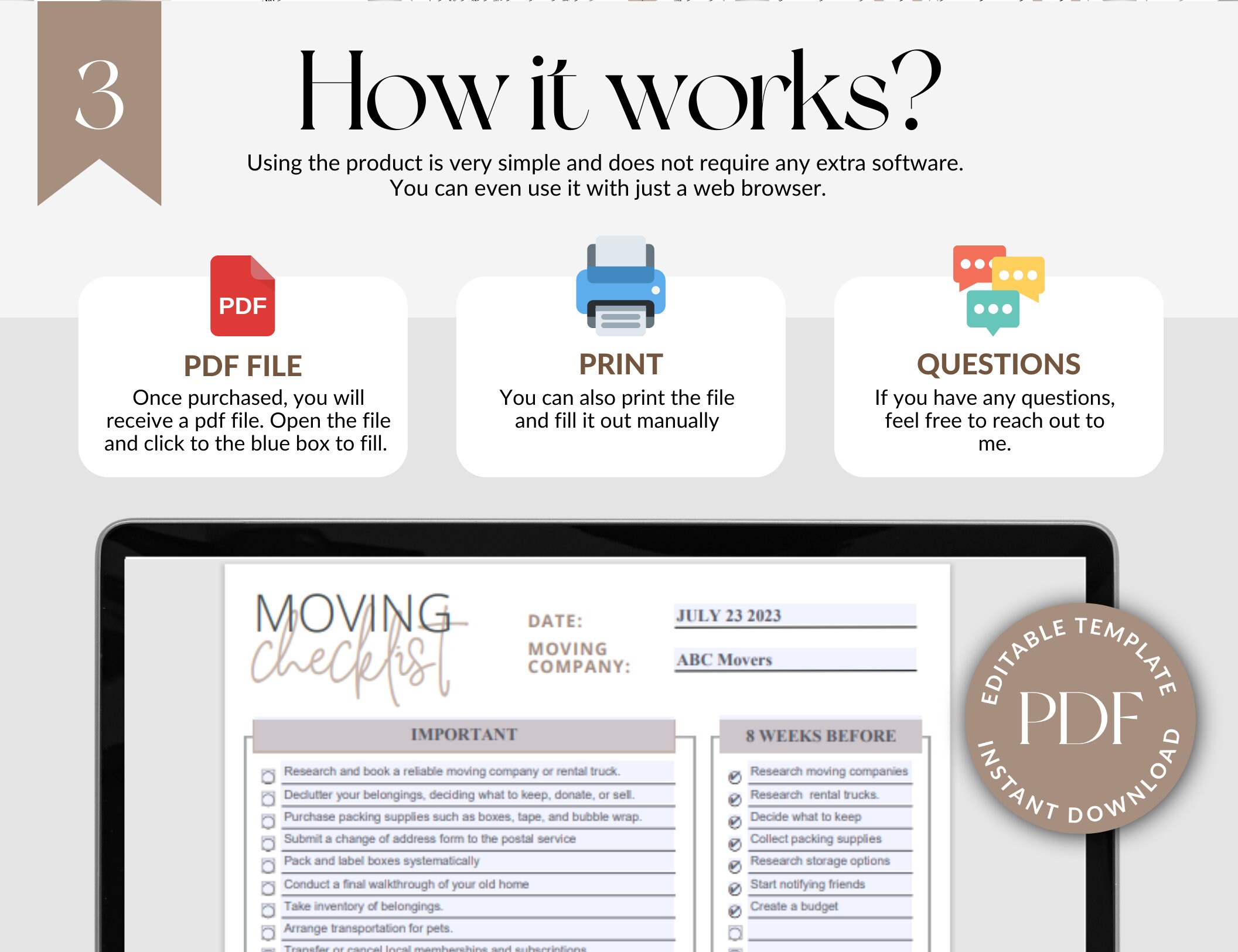 Moving Checklist Printable Packing List Moving Planner - Etsy UK