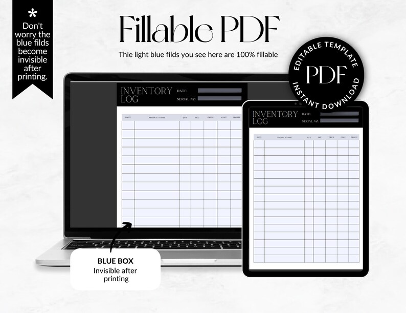Inventory Tracker, A4 Inventory Log Printable, Daily Sales Log Editable ...