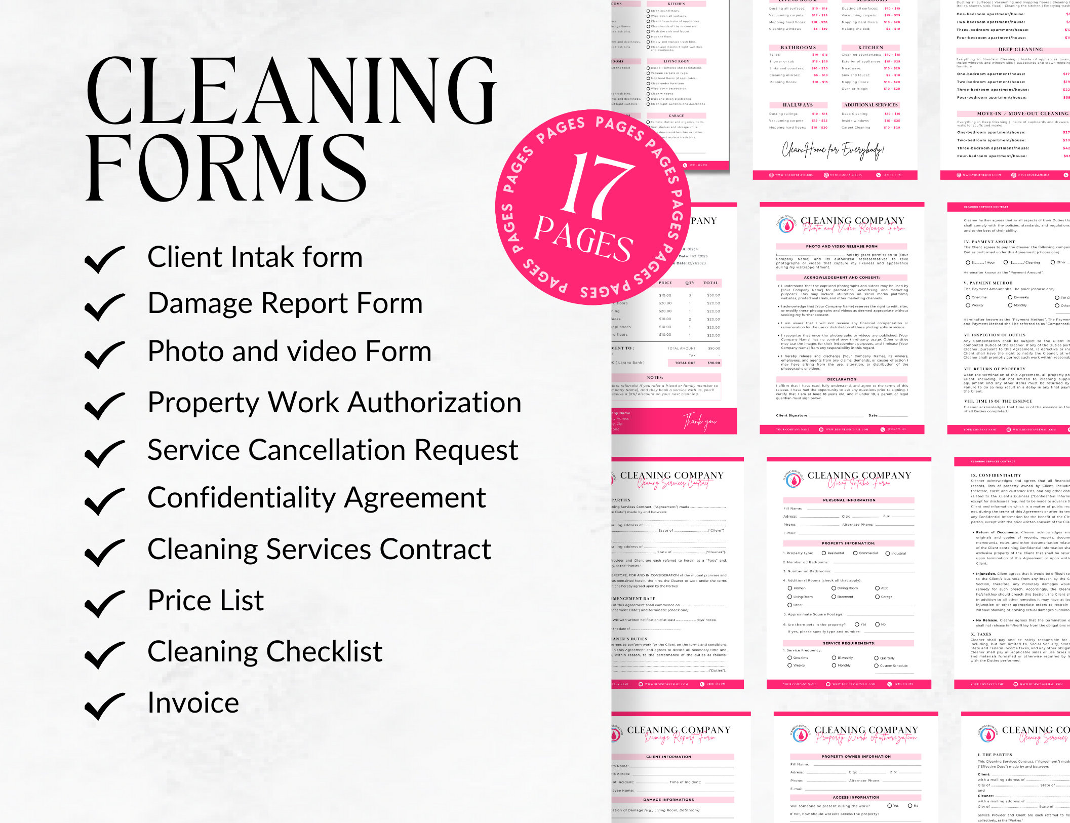 Cleaning Business Forms Bundle: Editable Contract, Checklist (canva ...