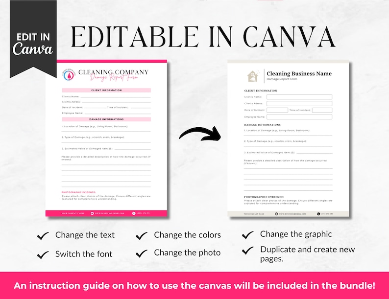 Cleaning Business Forms Bundle: Editable Contract, Checklist (canva ...