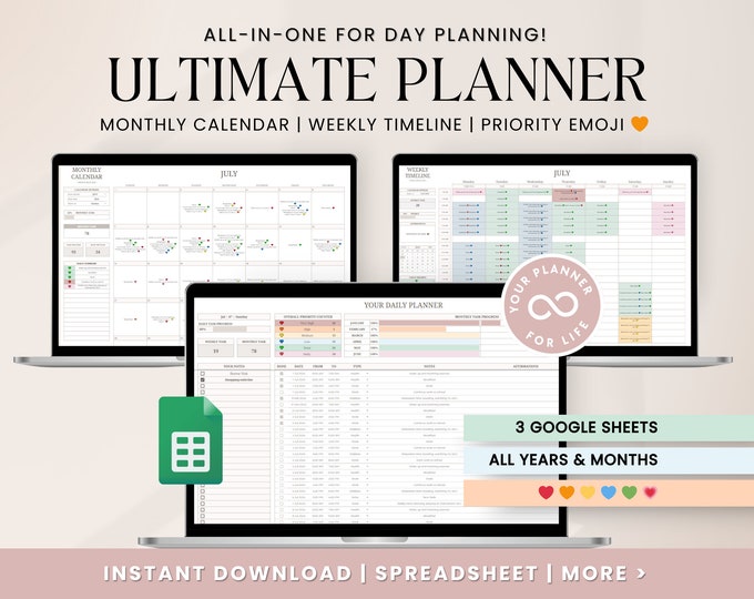 Digital Smart Calendar for Google Sheets, Task Tracker Spreadsheet ...