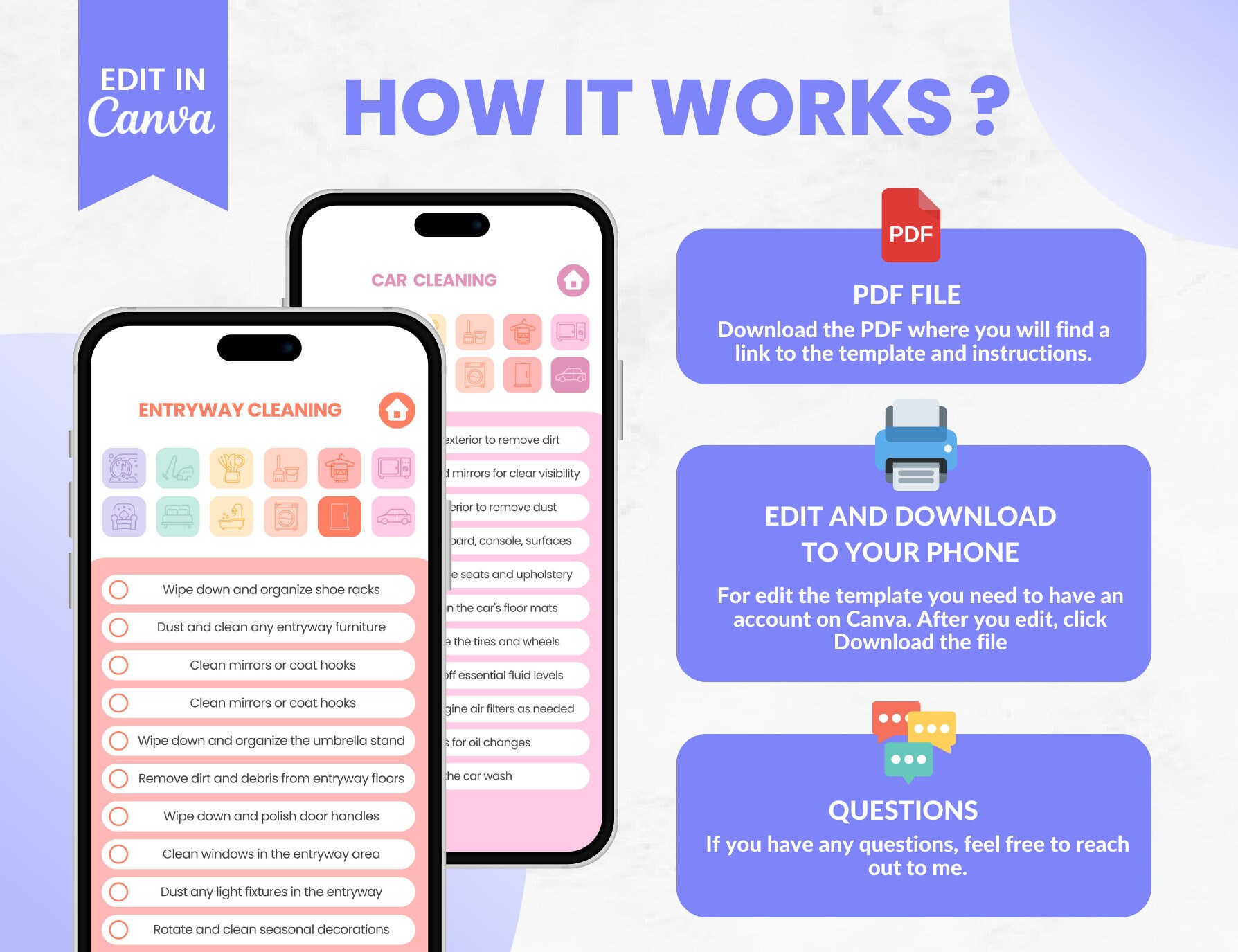 Digital Cleaning Schedule, Interactive Cleaning Checklist, Household Planner, Weekly, Monthly ...