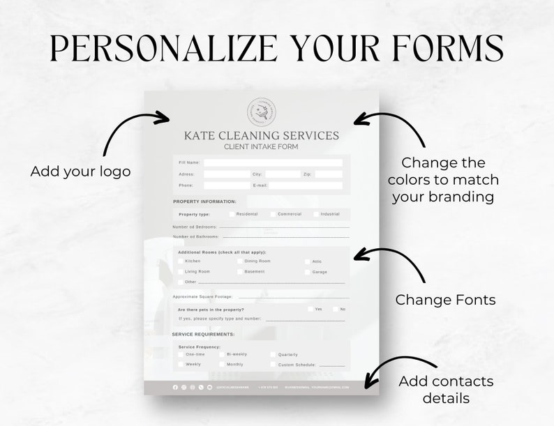 Cleaning Business Forms Bundle: Editable Templates (canva) - Etsy